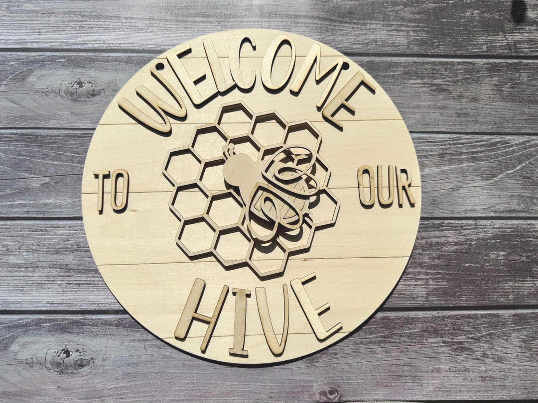 DIY Bee Welcome Sign: Unfinished Wood Door Hanger Kit - Etsy