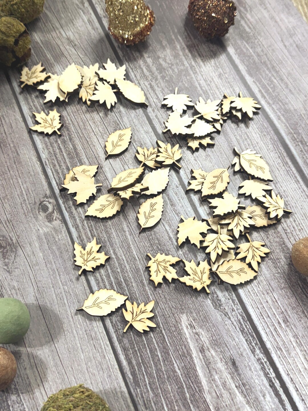 Birch Wood Leaf Table Scatter: Rustic Fall Confetti, DIY Craft Shapes ...