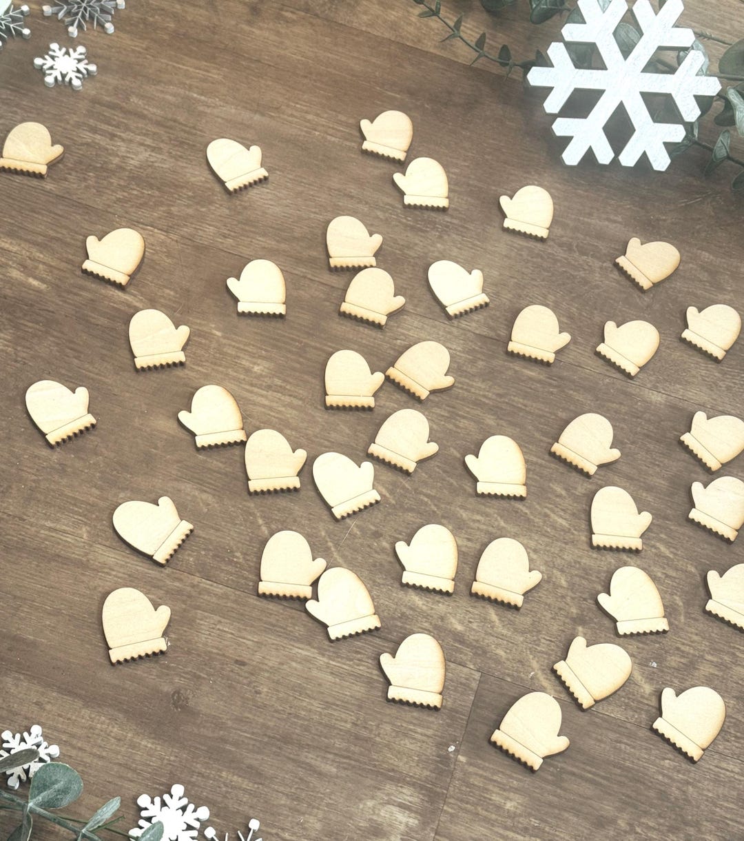 Mini Mitten Wood Cutouts, Winter Tiered Tray Decor, Unfinished Wood ...