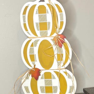 Mustard and White Stacked Pumpkin, Layered Stacked Pumpkin, Fall Decor ...