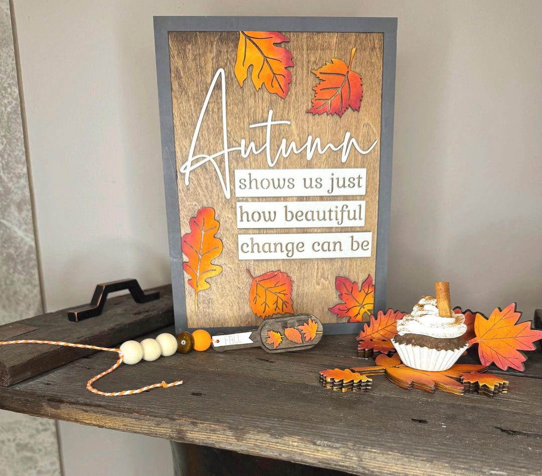 Autumn Leaves Wood Sign: Farmhouse Thanksgiving Decor - Etsy
