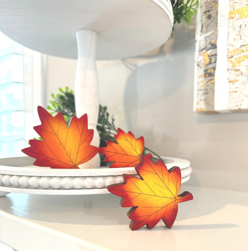 Wooden Fall Leaves, Tier Tray Decor, Wooden Leaves, Fall Decor ...