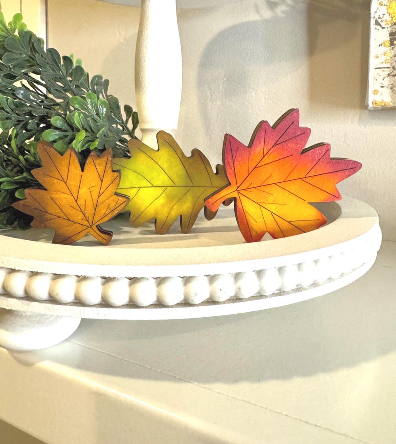 Wooden Fall Leaves, Tier Tray Decor, Wooden Leaves, Fall Decor ...
