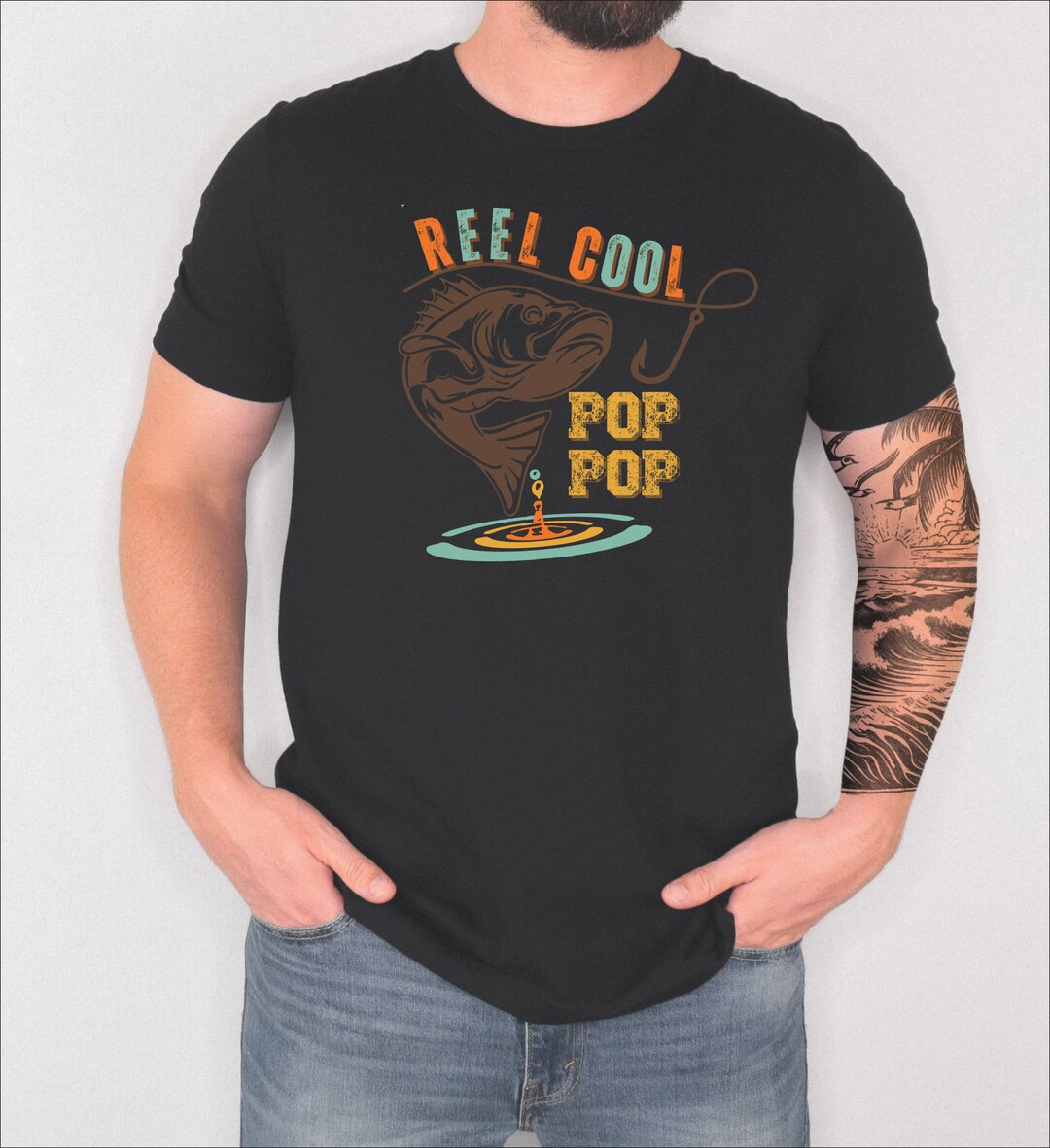 Reel Cool Pop Pop T-shirt, Funny Fishing Tee, Fishing Gift for Him ...