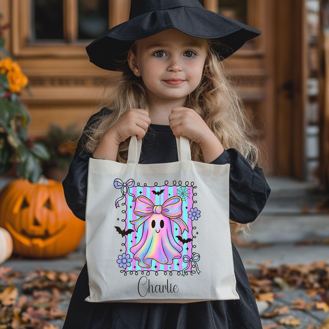 Custom Halloween Tote Bag, Trick or Treat Bag, Halloween Candy Bag ...