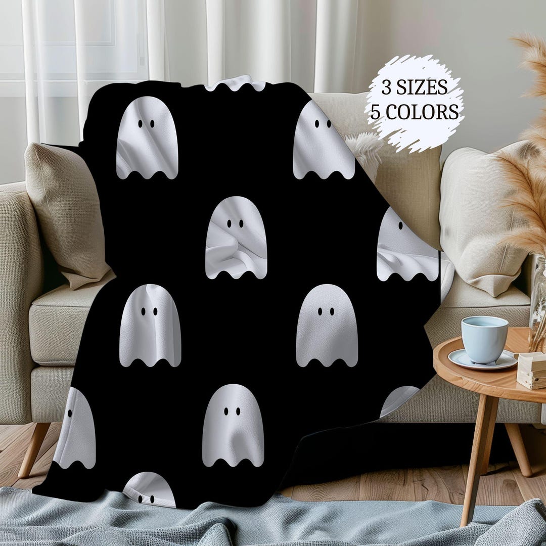 Halloween Ghost Blanket, Plush Throw, Cozy Fleece Bedding, Spooky Boo ...