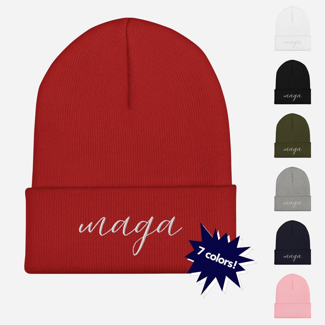 Cute Political MAGA Hat for Women, Ladies Script MAGA Beanie, Subtle ...