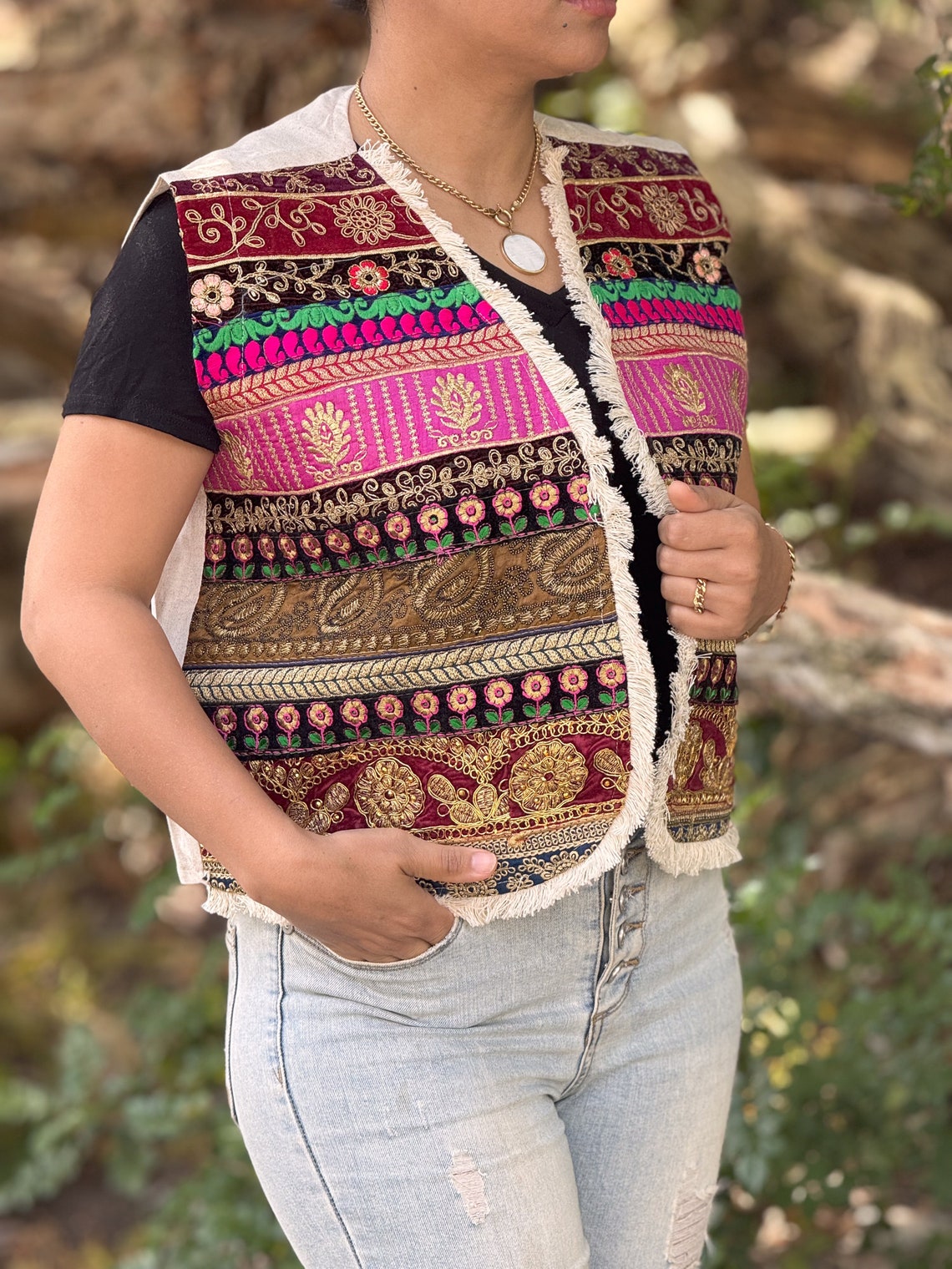 Traditional Persian Style Vest With Intricate Embroidery Handmade ...