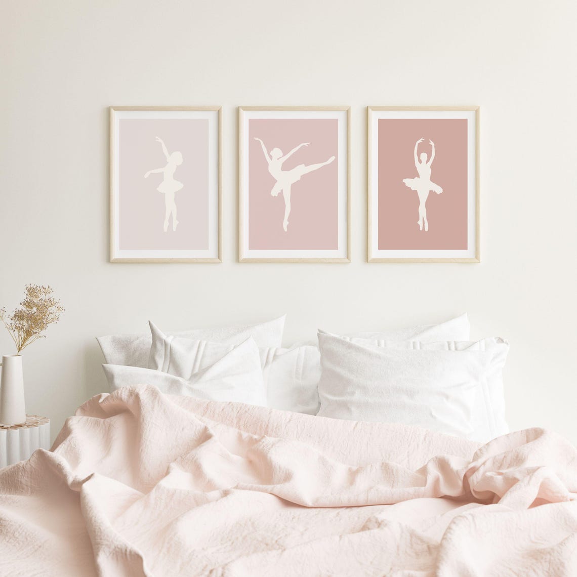 Set of Three Girl Room Wall Art Ballet Dancer Elegant Ballerina Decor ...