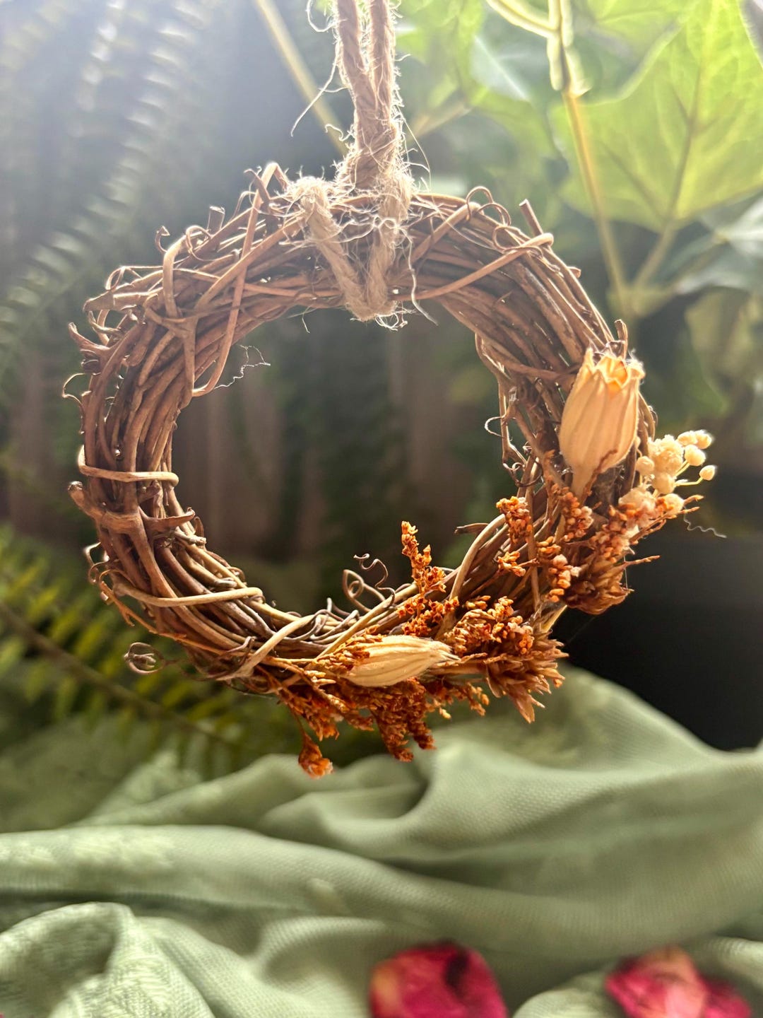Autumn Ember Spell Wreath – Handmade Mini Grapevine Ornament With ...
