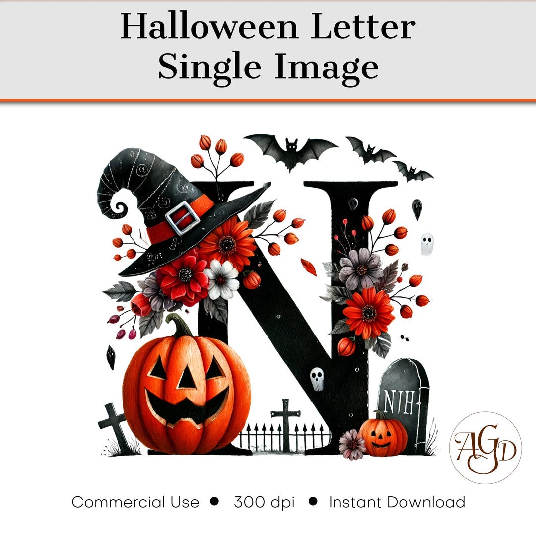 Halloween Alphabet Letter N Clipart, Png, Digital Download, Junk ...