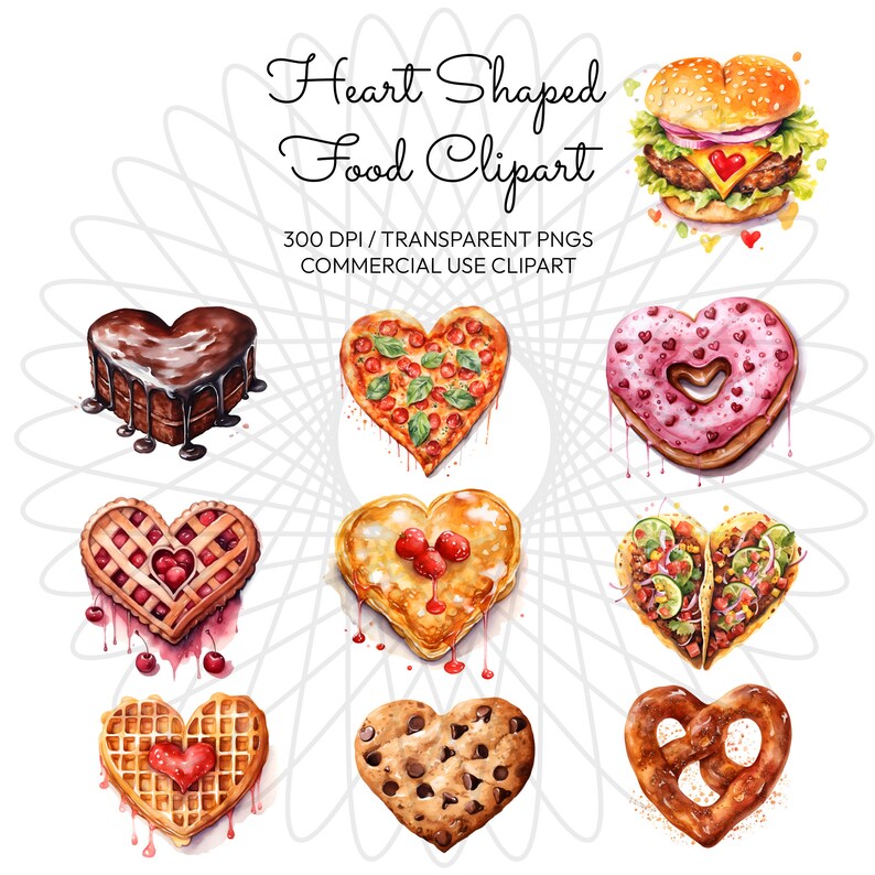 Heart Shaped Food Clipart, Clipart for Commercial Use, Heart Clipart ...