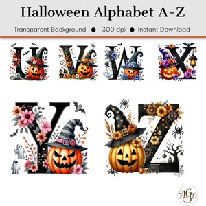 Halloween Alphabet Letters A-Z Clipart, Png, Digital Download, Junk ...