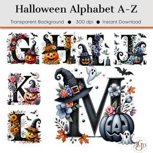 Halloween Alphabet Letters A-Z Clipart, Png, Digital Download, Junk ...