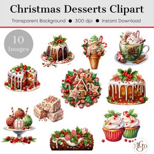 Christmas Desserts, Clipart, Commercial License, Holiday Sweets, Food ...