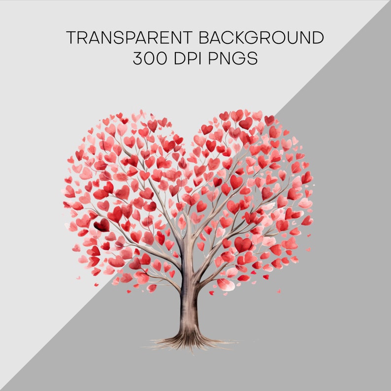Valentine Heart Tree Clipart, Clipart for Commercial Use, Wall Art ...