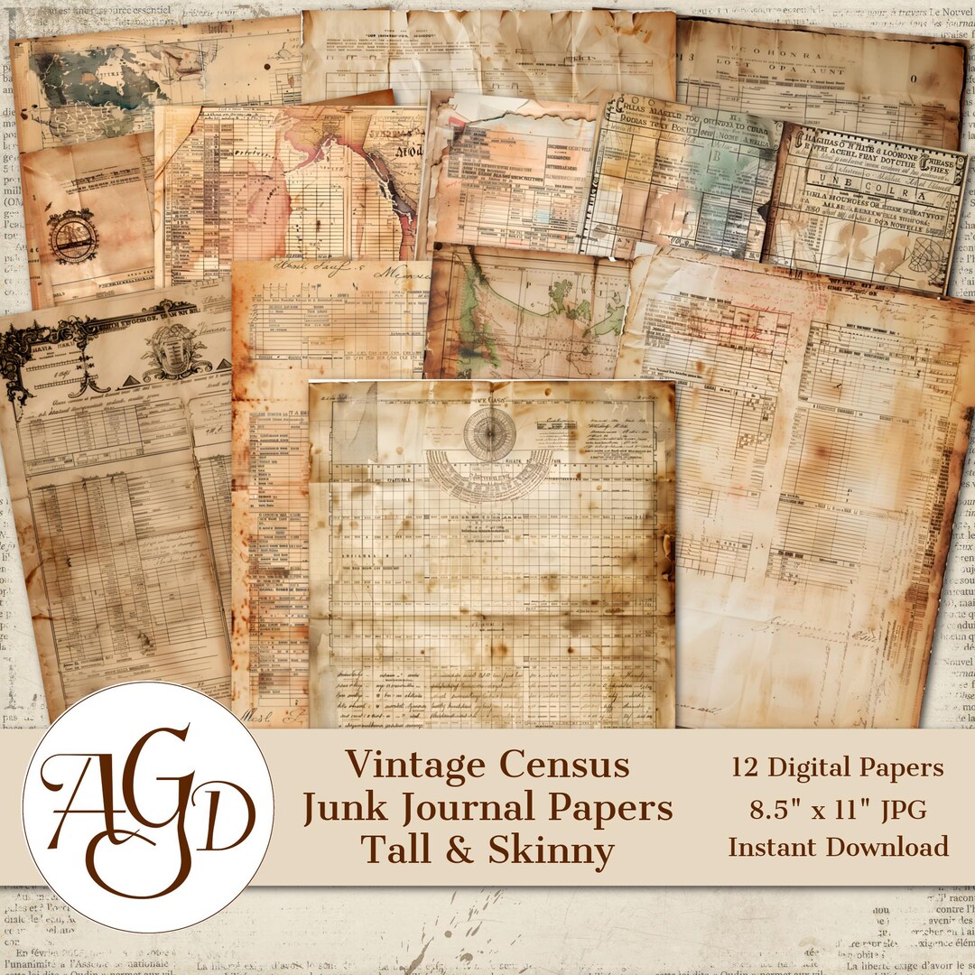 Vintage Census Junk Journal Paper, Grungy Paper, Notebook Paper, Junk ...