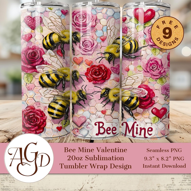 Bee Mine Bumblebee Hearts Valentines Day 20 Oz Skinny Tumbler ...