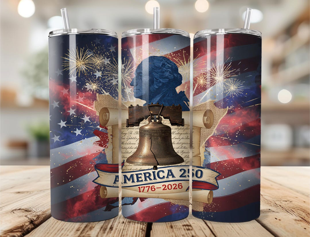 Liberty Bell America 250 Fireworks Tumbler Wrap PNG | 1776–2026 ...
