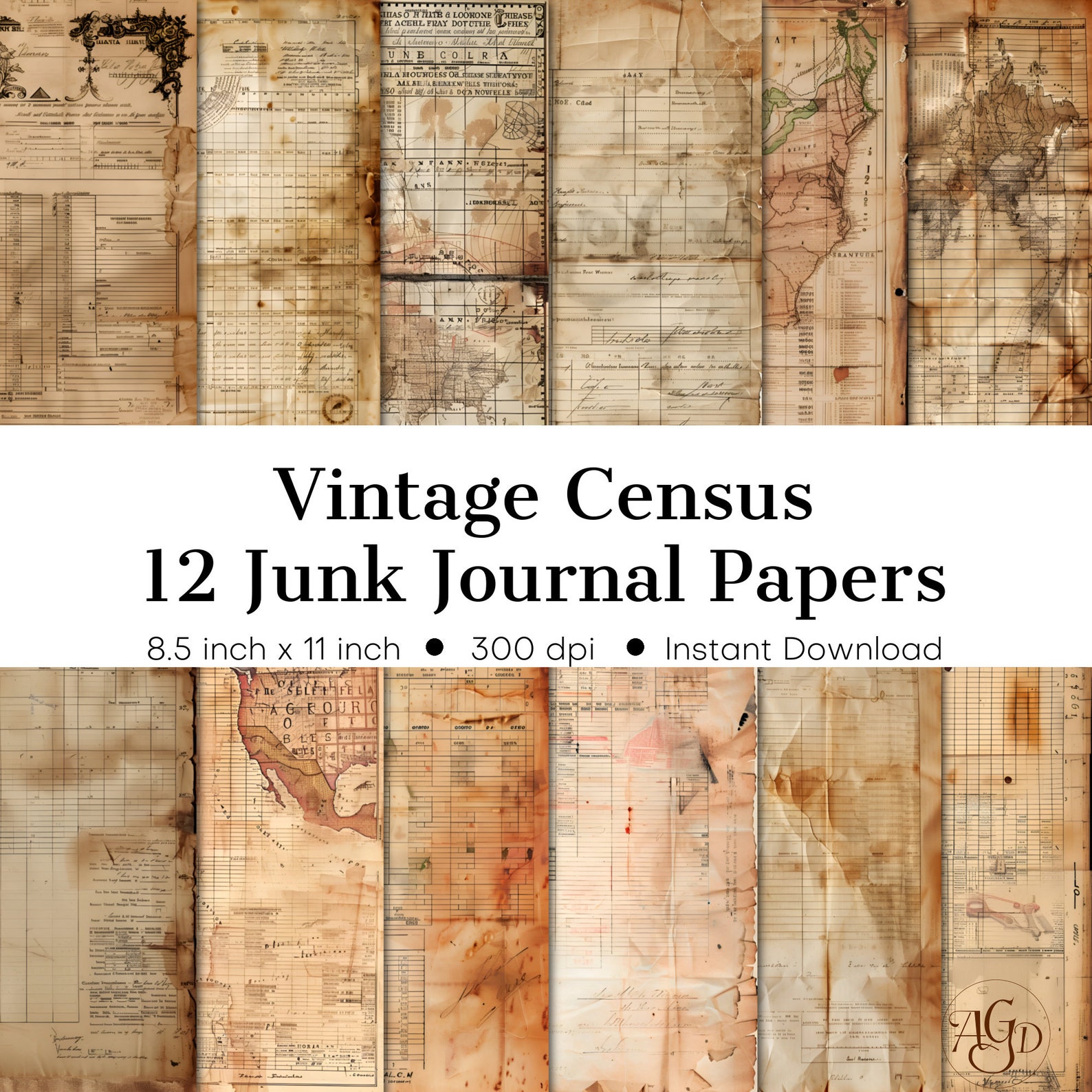 Vintage Census Junk Journal Paper, Grungy Paper, Notebook Paper, Junk ...