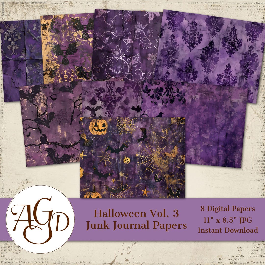 Halloween Vol. 3 Junk Journal Papers, Junk Journaling Digital Paper ...