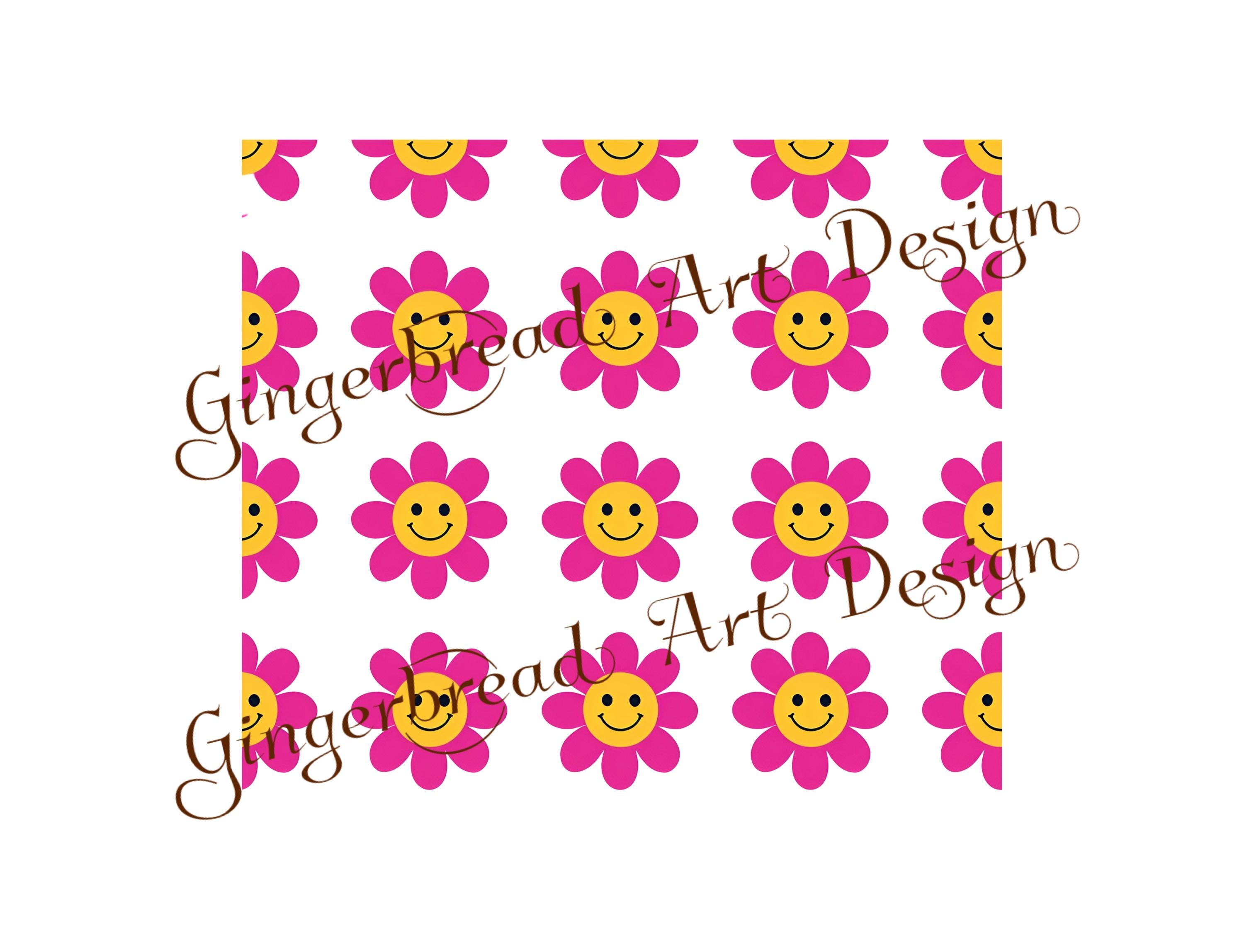 Pink Smiley Face Flower Tumbler Wrap PNG – 20oz Skinny Sublimation ...