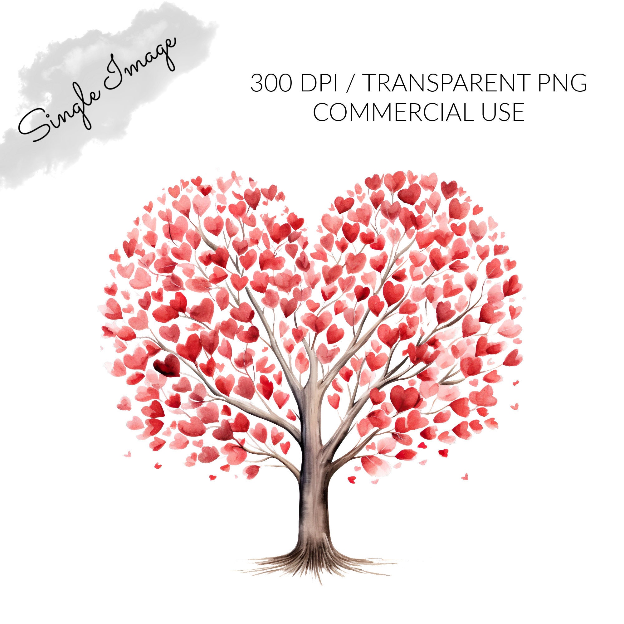 Valentine Heart Tree Clipart, Clipart for Commercial Use, Wall Art ...