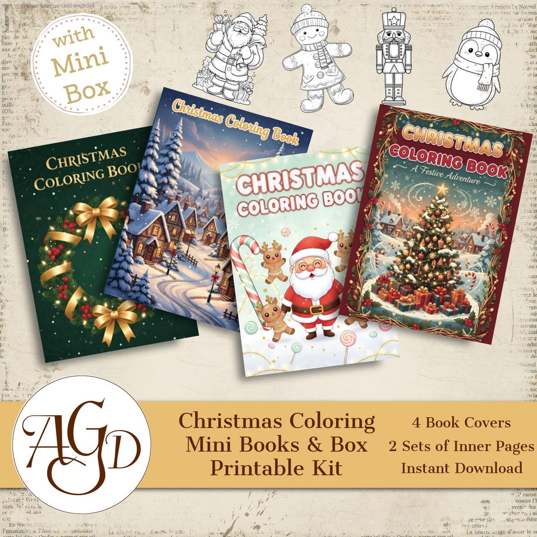 Christmas Coloring Mini Books Printable Kit | Holiday Mini Coloring ...