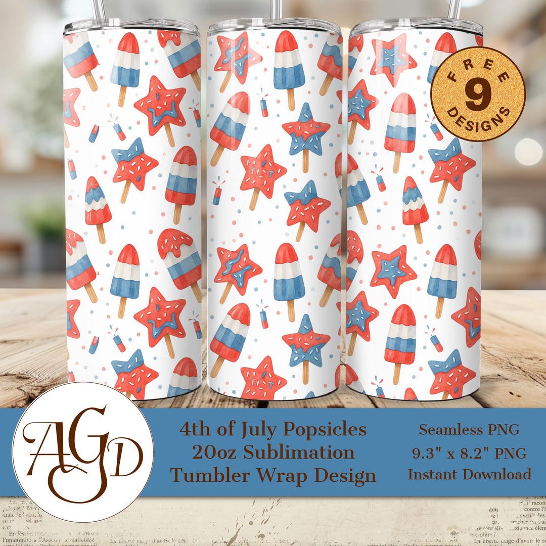 4th of July Popsicle Tumbler Wrap PNG | Patriotic Ice Pop Sublimation ...