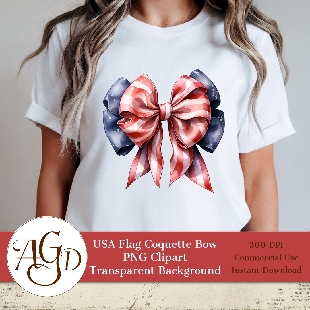 USA Flag Coquette Bow Png, Patriotic Clip Art, Coquette Clipart Design ...