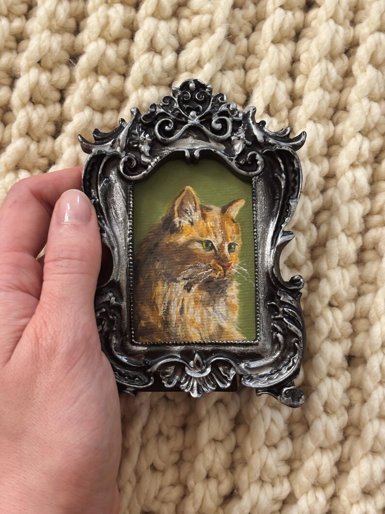Custom Cat Portrait: Original Acrylic Painting, Framed Mini Artwork - Etsy
