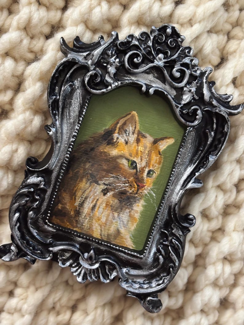 Custom Cat Portrait: Original Acrylic Painting, Framed Mini Artwork - Etsy