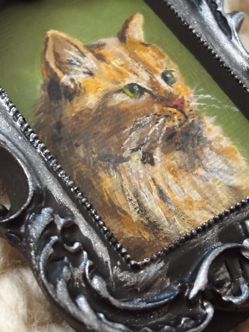Custom Cat Portrait: Original Acrylic Painting, Framed Mini Artwork - Etsy