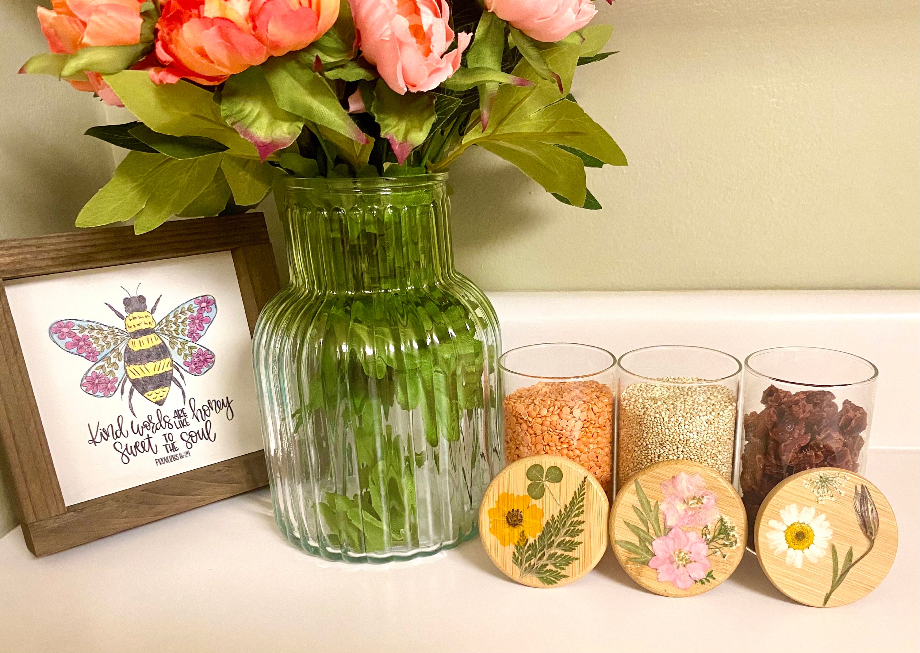 Pressed Flower Pantry Storage Container Kitchen Organization Coffee ...