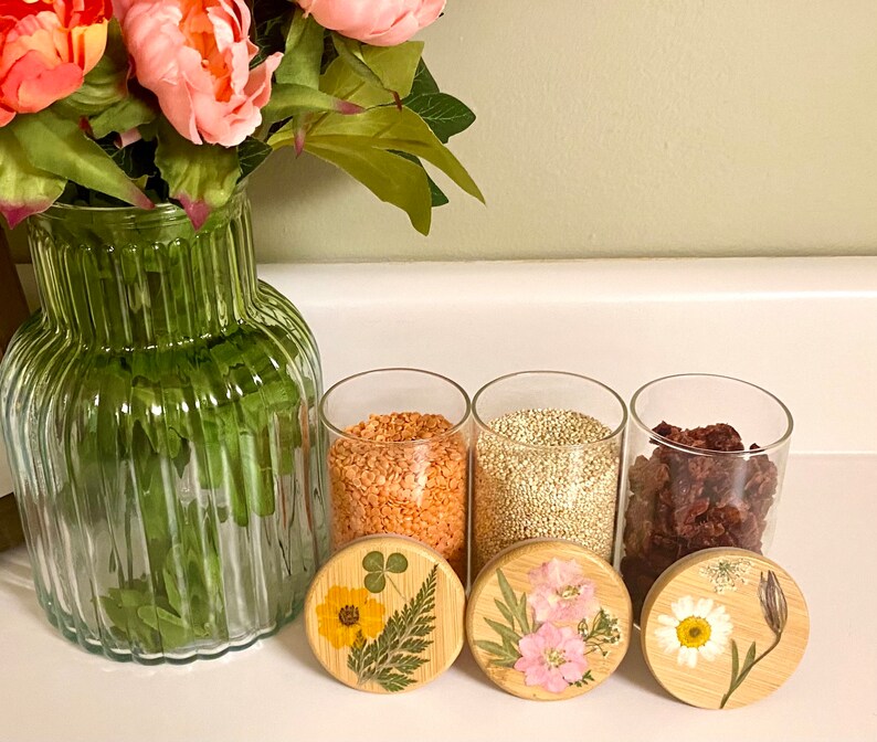 Pressed Flower Pantry Storage Container Kitchen Organization Coffee ...