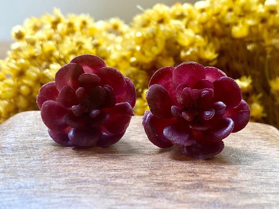 Purple Succulent Plant Ear Stud Earring for Pierced Ear Lightweight ...
