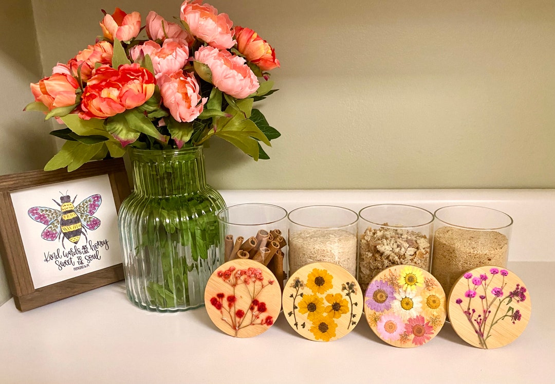 Pressed Flower Pantry Storage Container Kitchen Organization Coffee ...