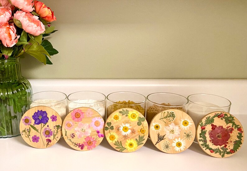 Pressed Flower Pantry Storage Container Kitchen Organization Coffee ...