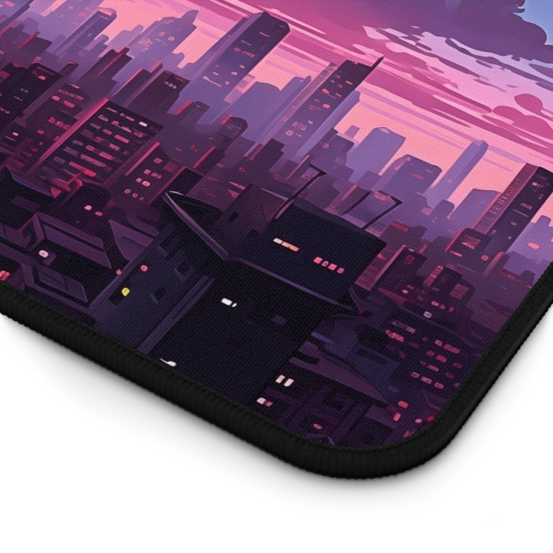 Aesthetic Desk Mat Lofi Cityscape Gaming Pad, Extended Mouse Mat for ...