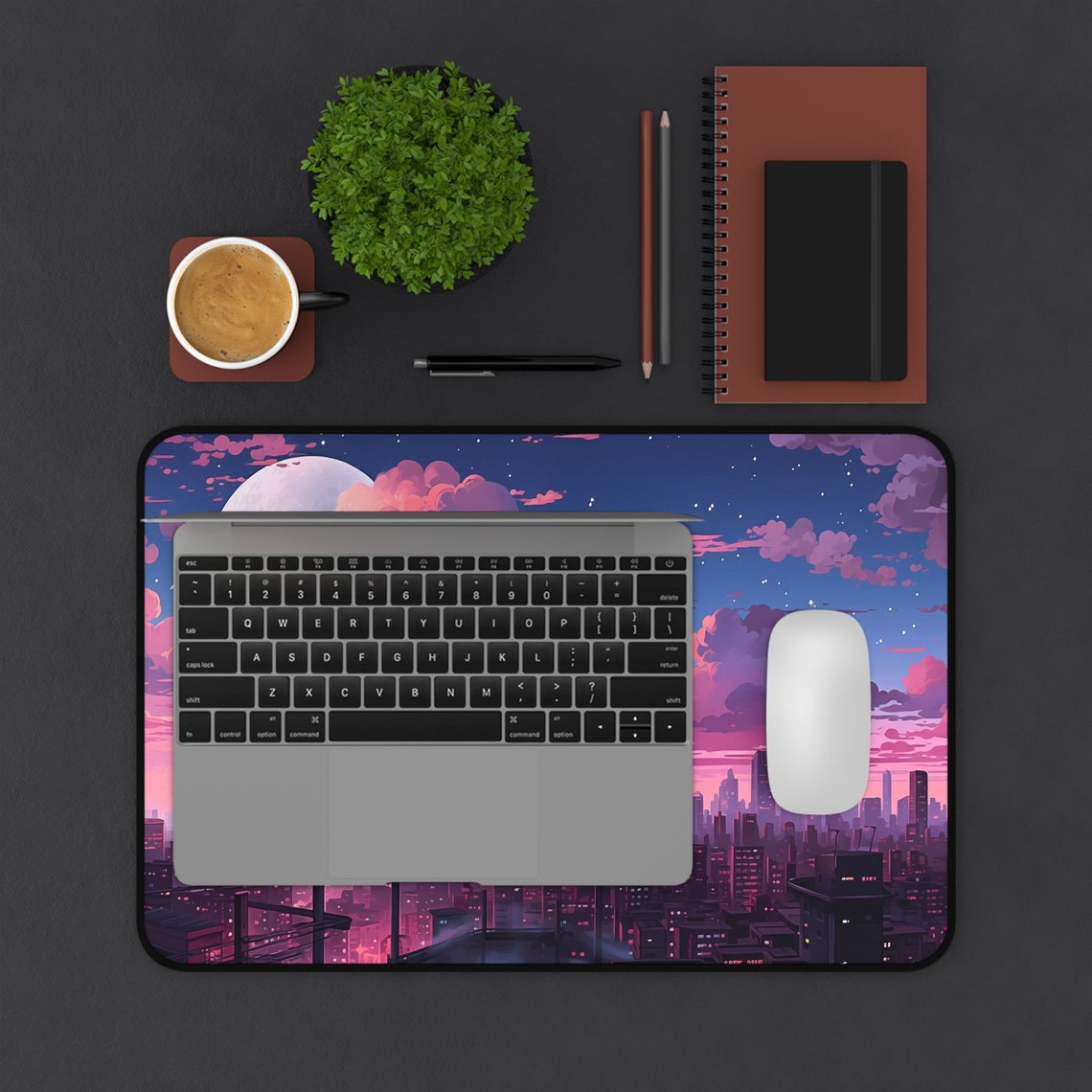 Aesthetic Desk Mat Lofi Cityscape Gaming Pad, Extended Mouse Mat for ...