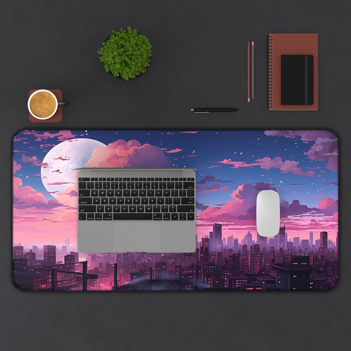 Aesthetic Desk Mat Lofi Cityscape Gaming Pad, Extended Mouse Mat for ...