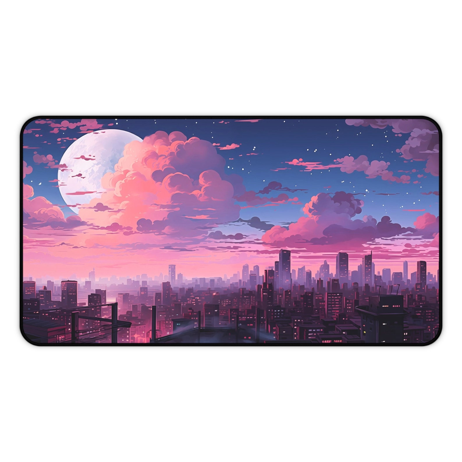 Aesthetic Desk Mat Lofi Cityscape Gaming Pad, Extended Mouse Mat for ...