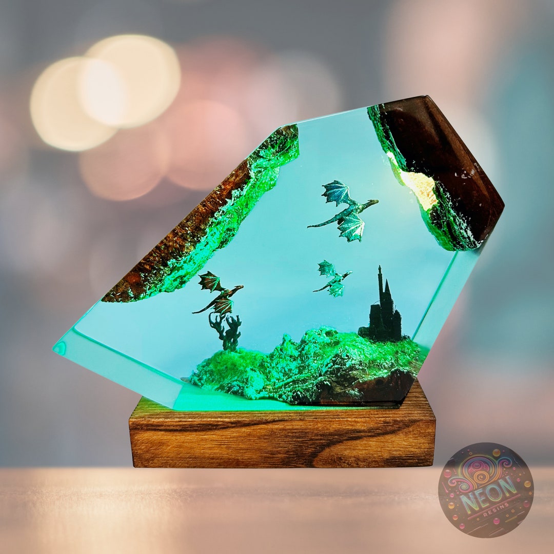Fire & Ice Dragon Resin Night Light, GOT Dragon Lamp, 3D Dragon Table ...