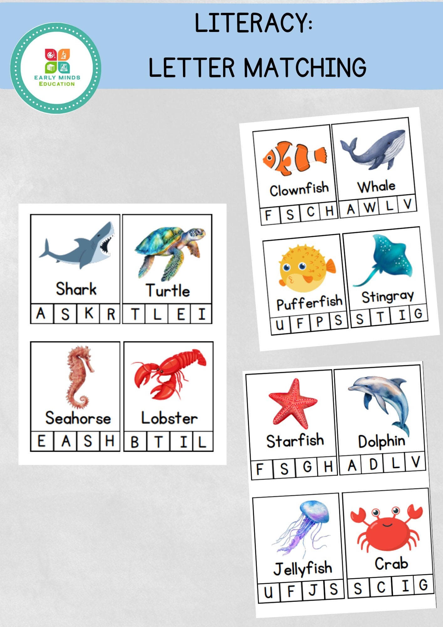 Letter Matching - Ocean - Etsy