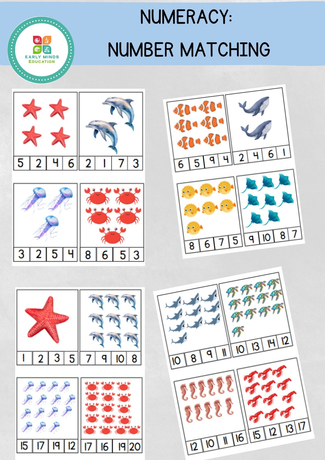 Number Matching: Under the Sea - Etsy