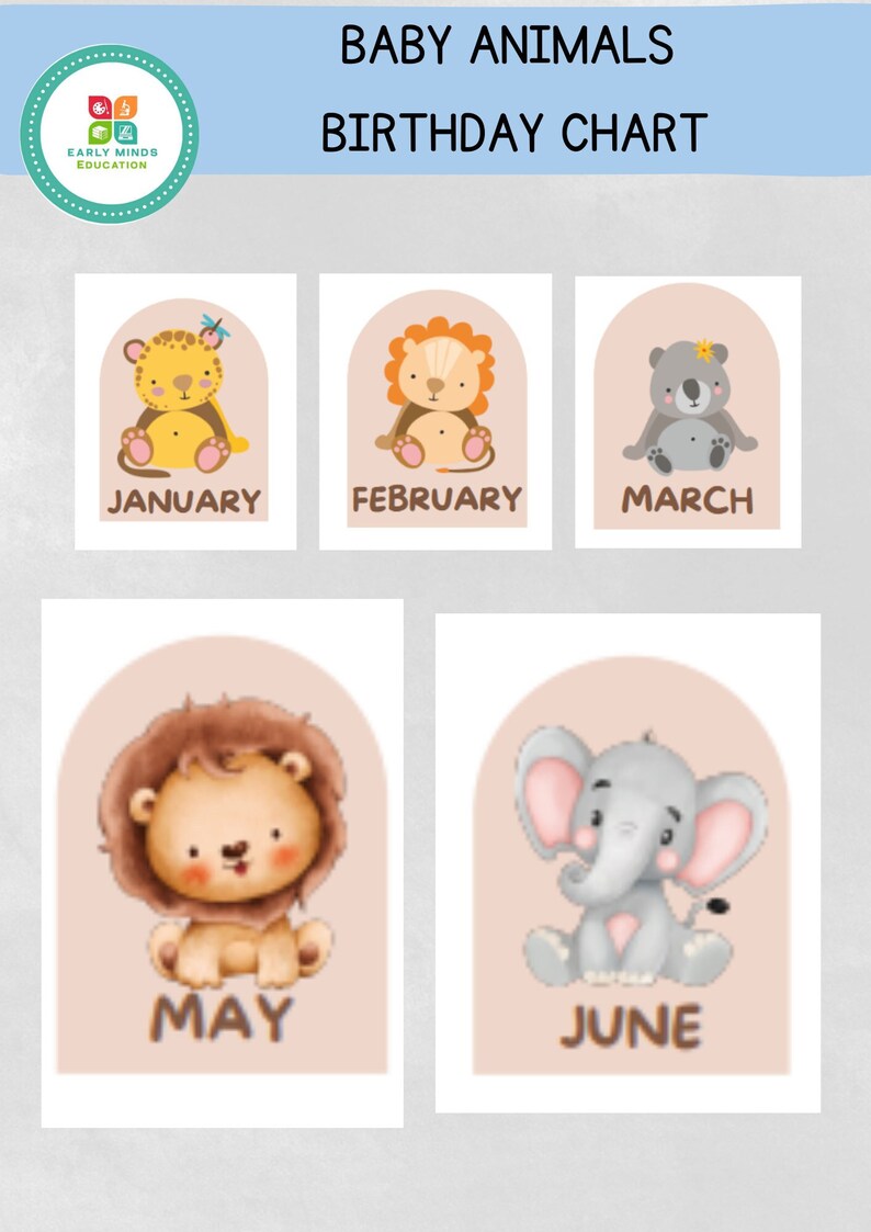 Baby Animals Birthday Charts - Etsy