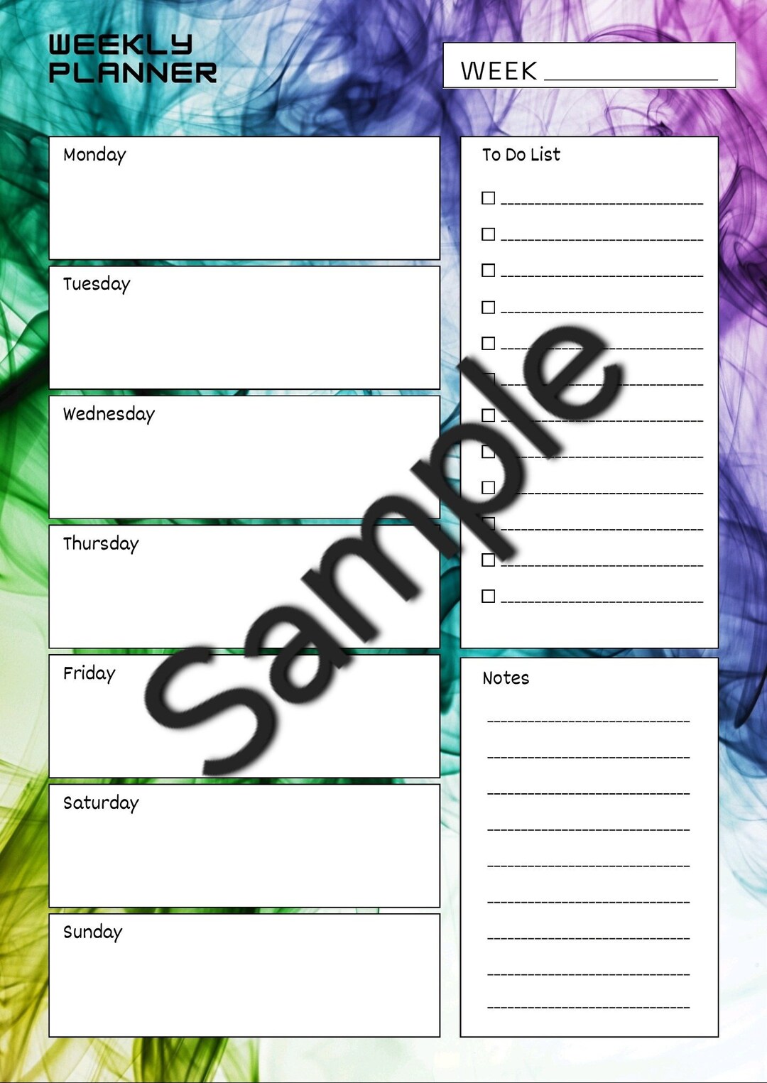 Colorful Weekly Planner Printable - Etsy