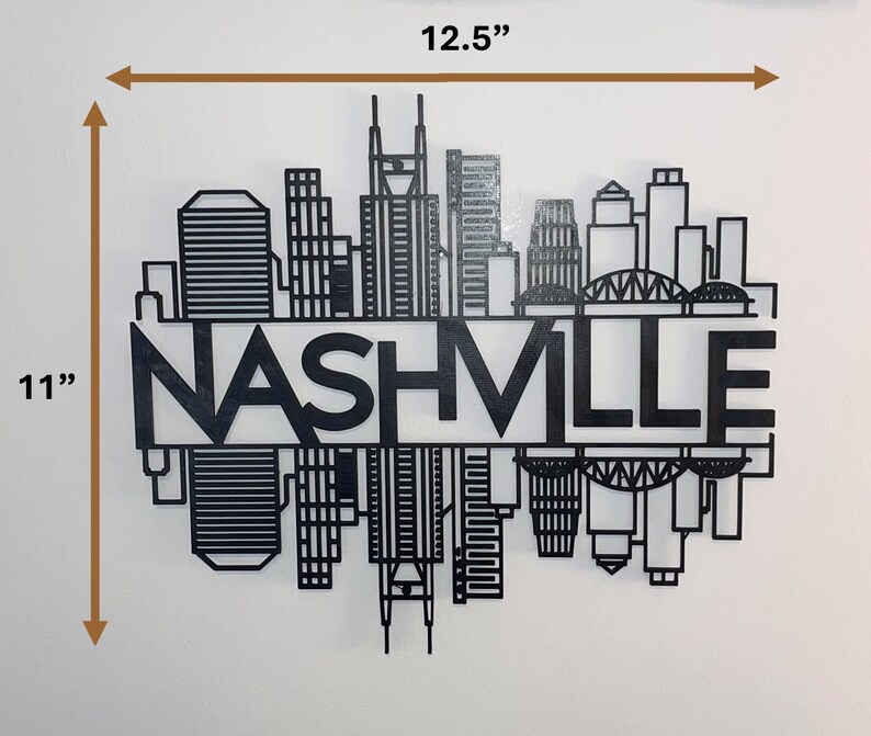 Nashville Skyline Wall Art - 3D Printed - Etsy