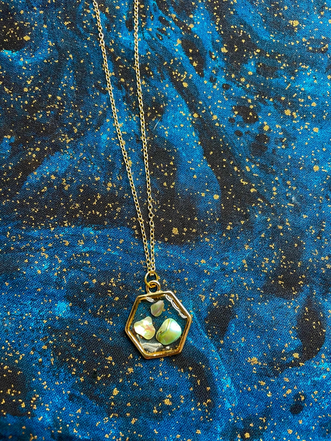 Abalone | Shell Pendant | Resin and Sea Shell | Iridescent & Gold ...