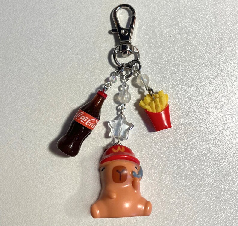 Capybara Fast Food Keychain Capybara Keychain Capy Capybara Decor ...